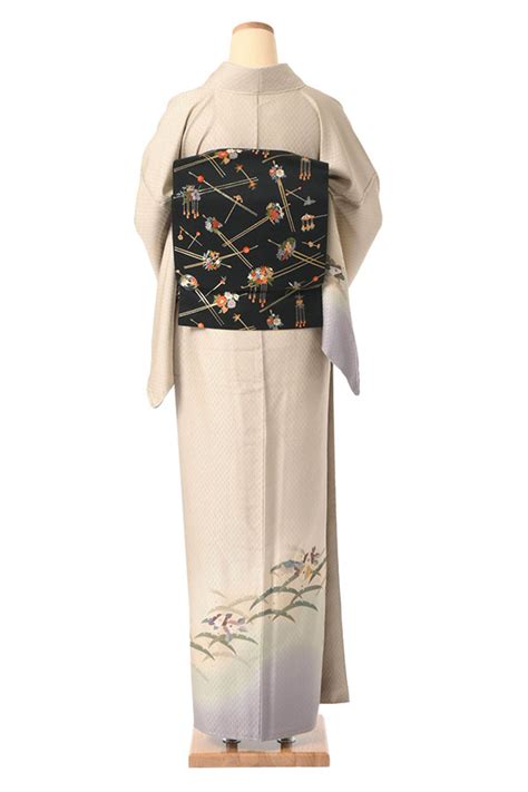 訪問着（正絹） 露芝草花 亜麻色 Moサイズ D440 レンタル｜京都きもの市場 着物宅配レンタル