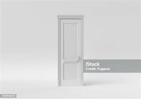 흰색 배경에 닫힌 흰색 문 최소한의 개념 아이디어 크리에이티브 흑백 3d 렌더 0명에 대한 스톡 사진 및 기타 이미지 0명 3차원 형태 가구 Istock