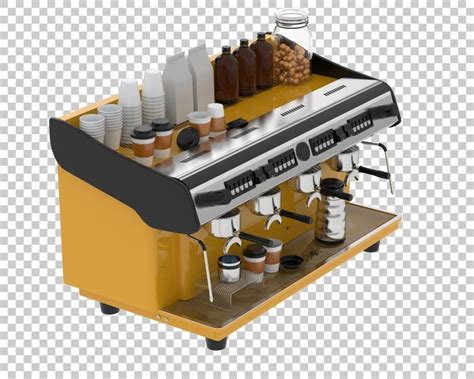 투명 배경에 고립 된 커피 기계 3d 렌더링 그림 프리미엄 Psd 파일