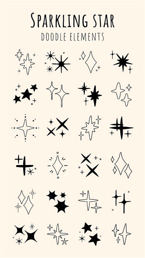 Download Premium Vector Of Collection Of Sparkling Star Doodles Star