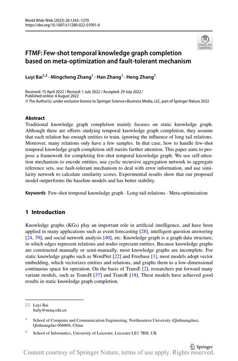 ftmf few shot temporal knowledge graph completion based on meta optimization and fault tolerant