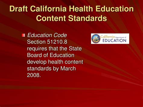 Ppt Draft California Health Education Content Standards Powerpoint