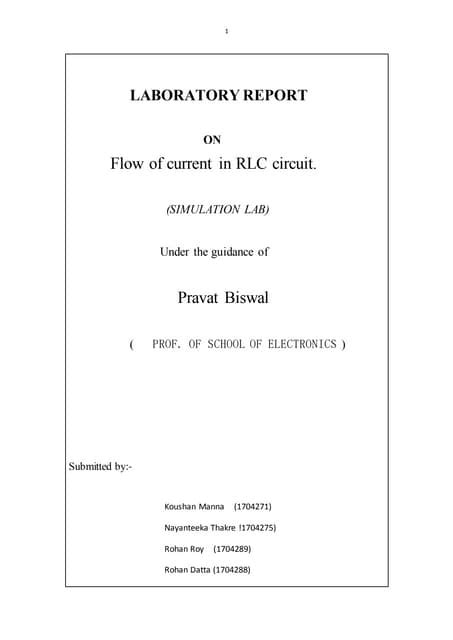Flow Of Current In Rlc Circuit Pdf