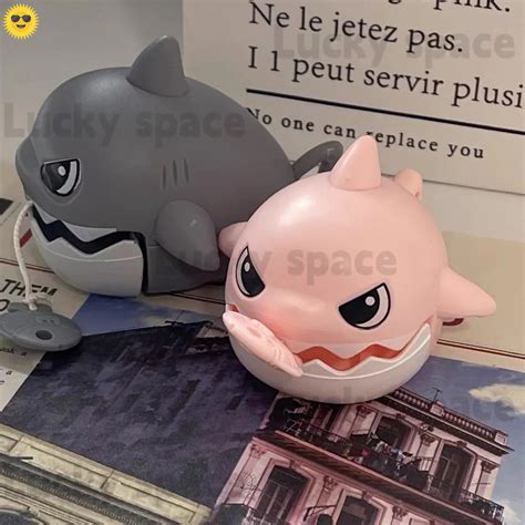 Cute Shark Keychain Cartoon Creative Bag Pendant Drawstring Clockwork