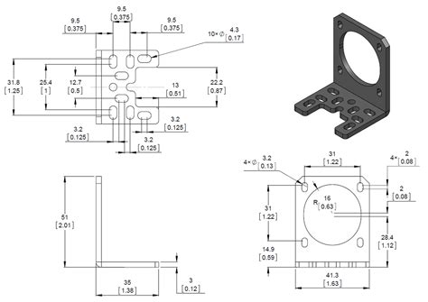 Pololu Stamped Aluminum L Bracket For Nema 17 Stepper Motors