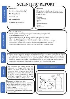 Scientific Report Template Blank Science Experiment Teacher Example Included