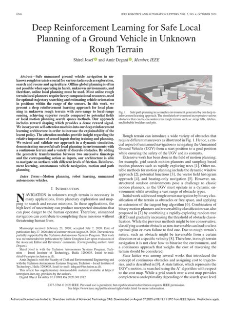 Deep Reinforcement Learning For Safe Local Planning Of A Ground Vehicle In Unknown Rough Terrain