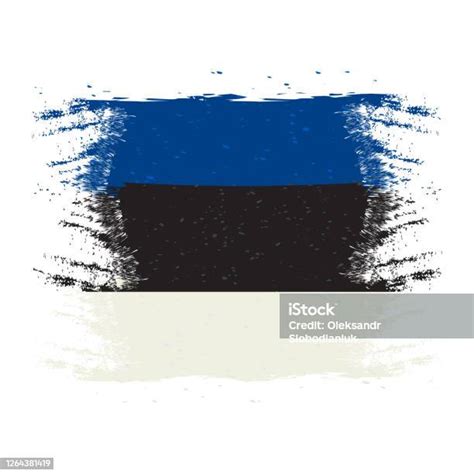 브러시는 에스토니아 플래그를 그린 그런지 효과와 수채화가 있는 손으로 그린 스타일 일러스트레이션 그런지 텍스처가 있는 에스토니아 국기 벡터 그림입니다 0명에 대한 스톡 벡터