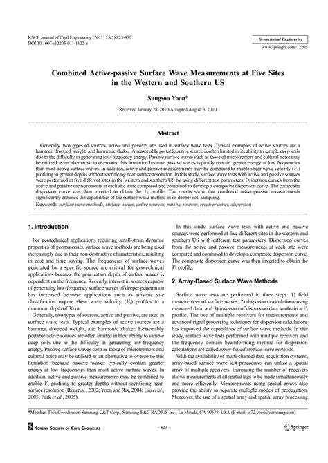 Pdf Combined Active Passive Surface Wave Measurements At Five Sites In The Western And Southern Us