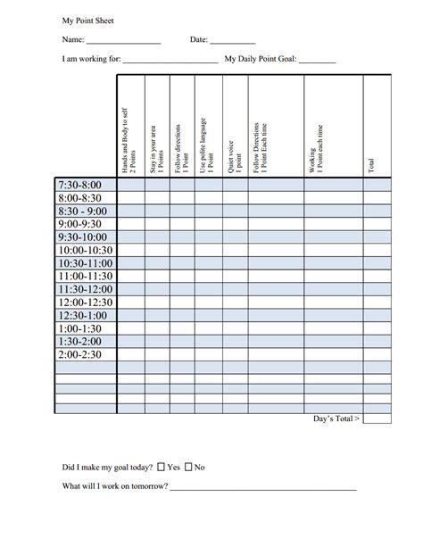 Behavior Chart With Goal Doc ABA Behavior Pinterest Behaviour BehaviorChart Net