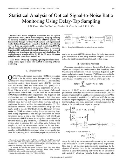 pdf statistical analysis of optical signal to noise ratio monitoring