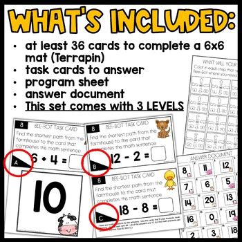 Bee Bot Printables Addition Subtraction Within Games BeeBot Coding Mat