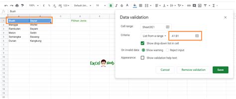 Membuat List Data Validation Bertingkat Di Google Sheet ExcelNoob