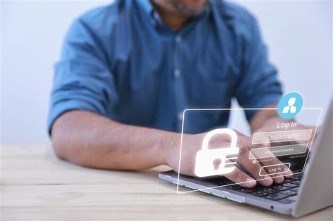 Premium Photo Businessman Input Password Login Uses A Laptop Computer Preventing Identity