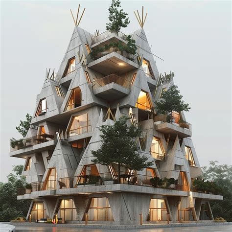 Premium Photo Highrise Multistory Indigenous Teepee Apartment Building