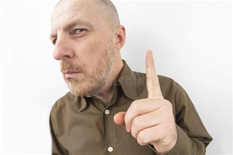 Bearded Man Pointing His Index Finger Up Stock Photo Image Of Direction Concept 182364234