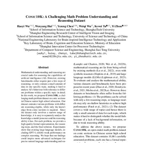 Conic10k A Challenging Math Problem Understanding And Reasoning