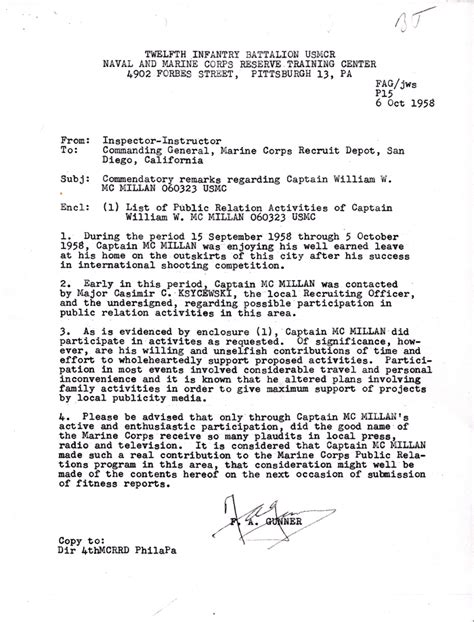 October 6 1958 Commendatory Letter