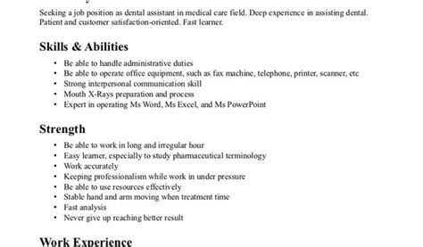 Dental Assistant Student Resume Objective Dental Assistant Resume