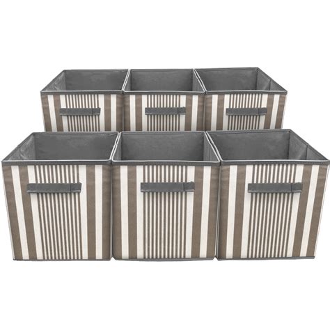 Sorbus Foldable Storage Cube Basket Bin 6 Pack Vertical Stripe Line