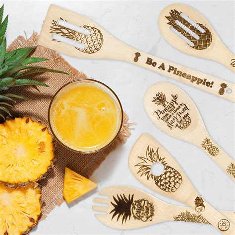 Pineapple Print Cooking Utensils 5 Pack Spiky But Sweet
