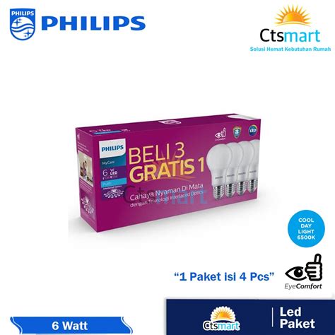 Jual Philips Lampu Led Watt W Watt W Paket Free Shopee Indonesia