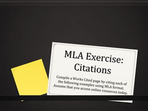 Mla Citation Exercise Ppt