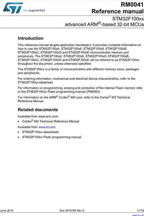 Stm32f100xx Advanced Arm® Based 32 Bit Mcus Reference Manual Stm32f100