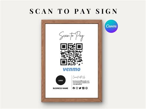 Editable Venmo Qr Code Sign Small Business Payment Template Digital Download Etsy
