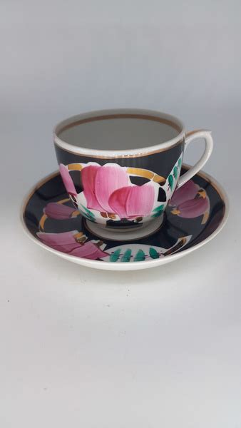 Винтажная советская чайная пара с цветочной росписью Вербилки фарфор СССР купить на Ozon по