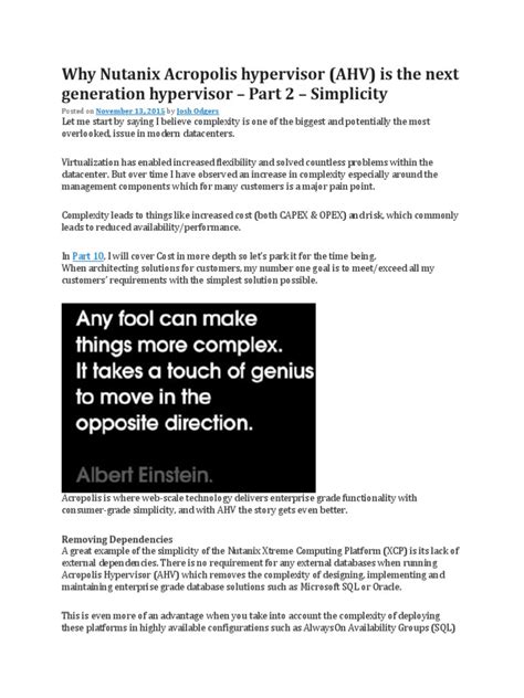 Why Nutanix Acropolis Hypervisor Pdf Scalability Computer Cluster