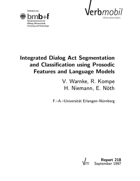 pdf integrated dialog act segmentation and classification using