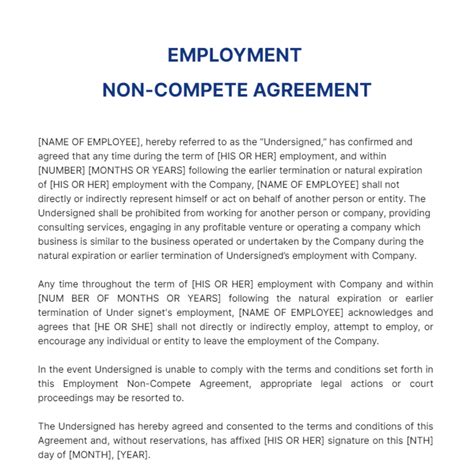 Printable Non Compete Agreement