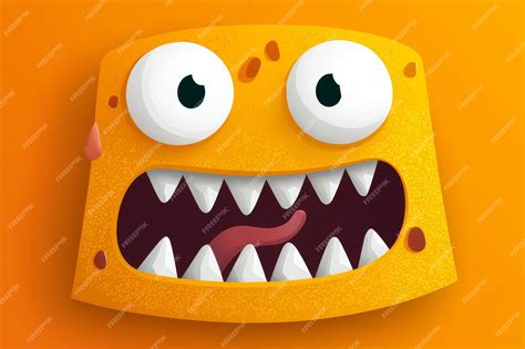 Funny Monster Face With Big Teeth And Wide Open Mouth Premium Ai