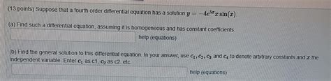 Solved 13 Points Suppose That A Fourth Order Differential