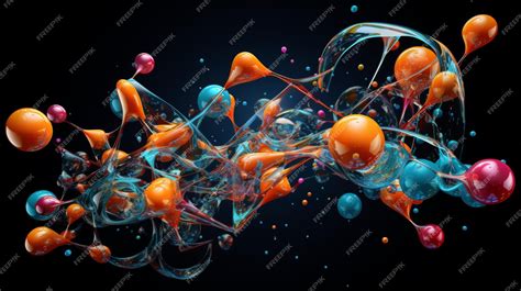 3d Rendering Of Molecules In A Complex Chemical Reaction With Vibrant