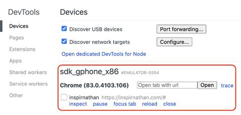 Using Chrome Devtools With Android Device Or Emulator