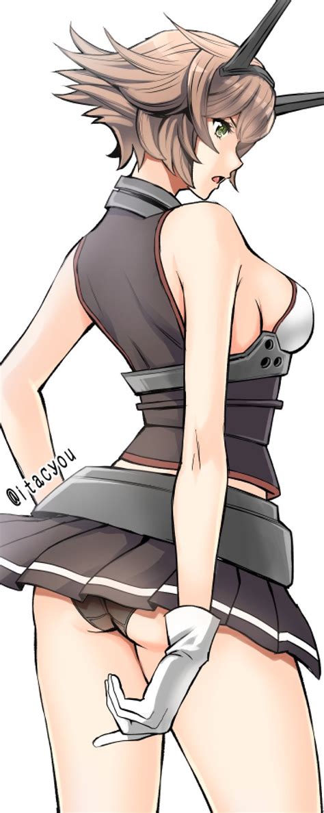 Itachou Mutsu Kancolle Kantai Collection Highres 1girl Ass Back Bare Shoulders Black