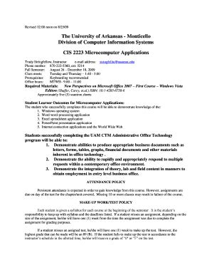 CIS 2223 Microcomputer Applications Form Fill Out And Sign Printable PDF Template AirSlate