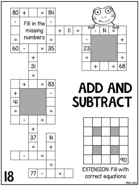 2 Digit Addition And Subtraction Math Puzzles Math Crosswords To Practice Addition And