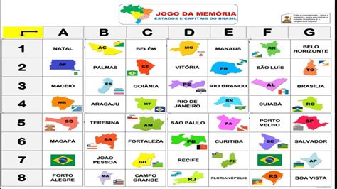 Jogo Da Memória Estados E Capitais Do Brasil Para Imprimir Retoedu