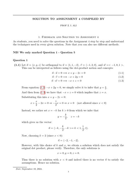 Solution Assignment4 Mat1503 Pdf Applied Mathematics Algebra