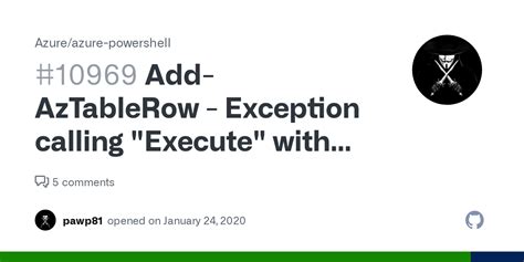 Add Aztablerow Exception Calling Execute With 1 Arguments