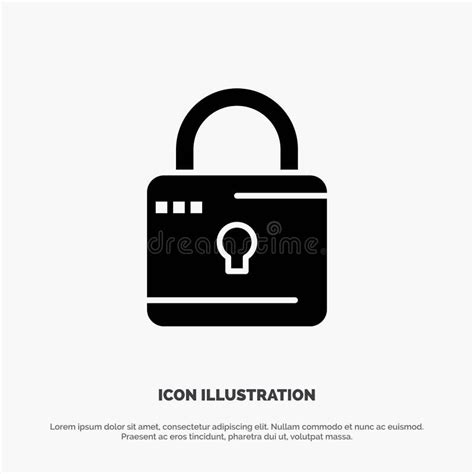 Lock Computing Locked Security Solid Black Glyph Icon Stock Vector Illustration Of