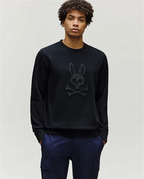 Mens Gabin Textured Crew In Black Psycho Bunny