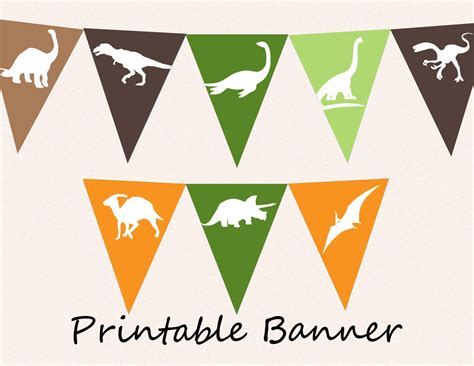 Printable Banner Dinosaur Pennants Diy Bunting Flags For Party Room