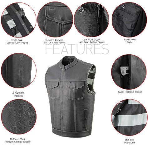 Milwaukee Leather Mlm3507 Mens Black Naked Leather Vest Old Glory
