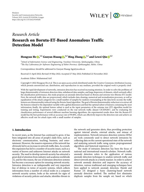 Pdf Research On Boruta Et Based Anomalous Traffic Detection Model