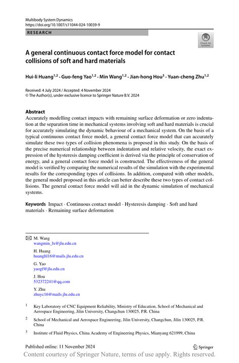 A General Continuous Contact Force Model For Contact Collisions Of Soft And Hard Materials