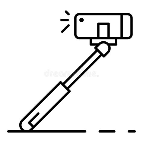 Modern Selfie Stick Icon Outline Style Stock Vector Illustration Of Mobile Internet 136628982